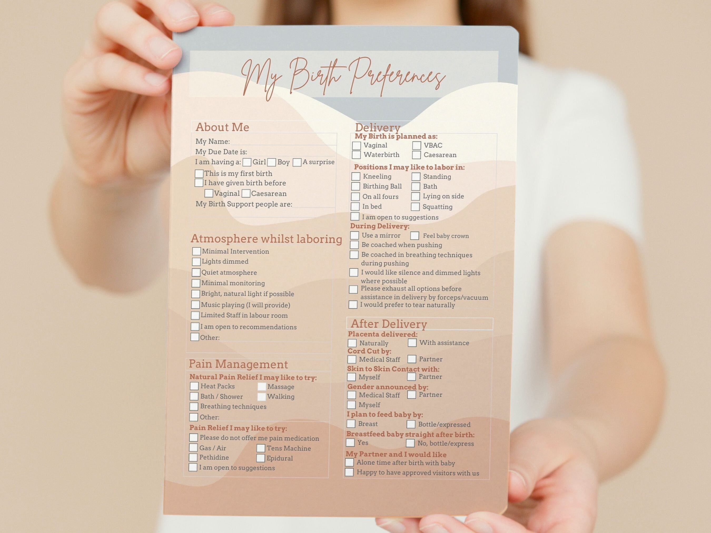 Boho Birth Plan Template, Editable, Communicate Your Birth Preferences ...