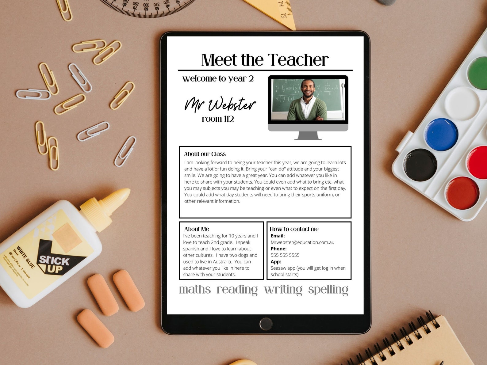 Minimalist Meet the Teacher Editable Template a Back to - Etsy