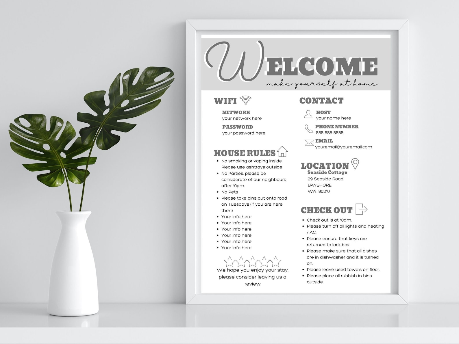 AIRBNB Welcome Sign Template, Guest Information for Your Airbnb ...