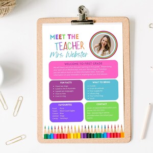Bright Colourful Funky Meet the Teacher Editable Template, Back to ...