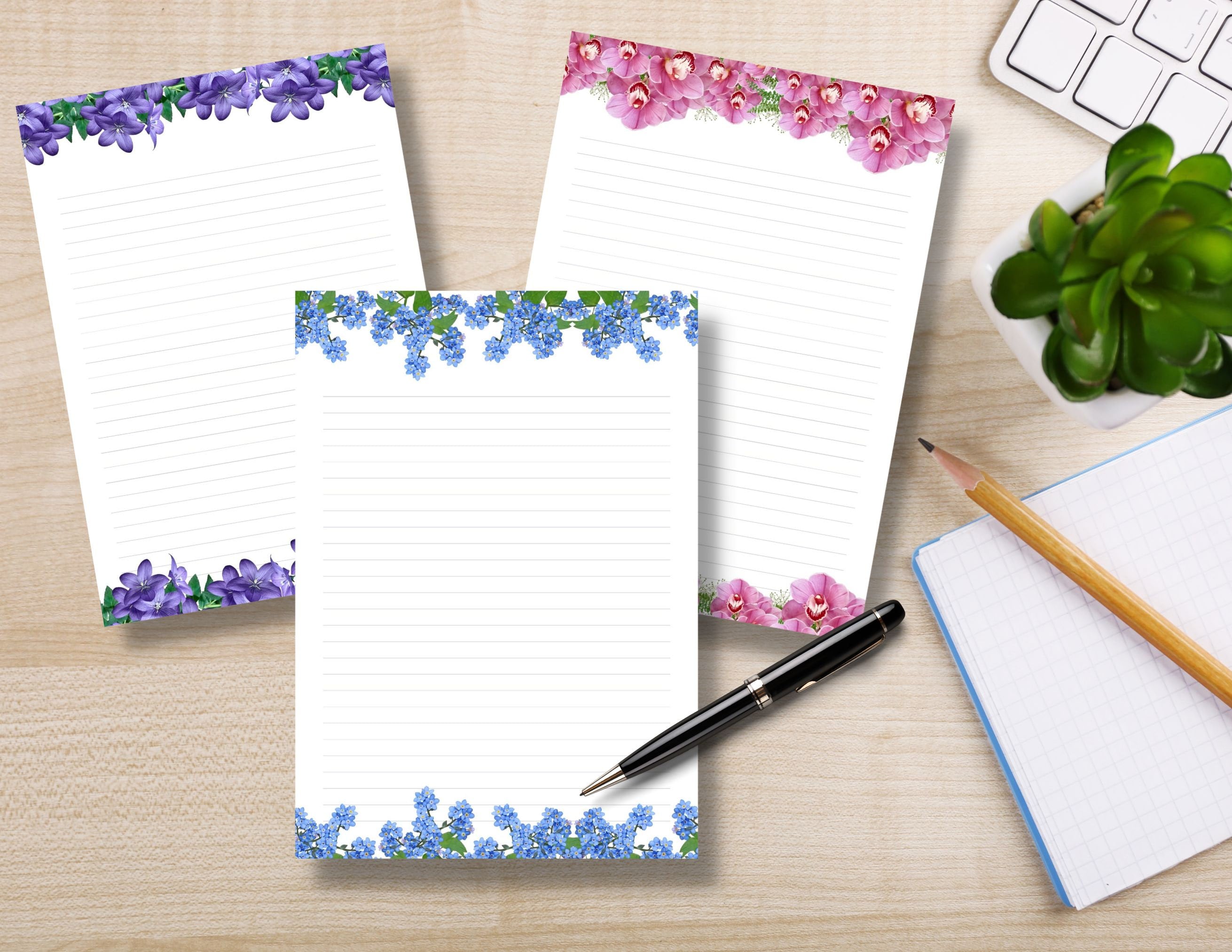 Letter Writing Stationary Sets Printable Floral Print JW - Etsy