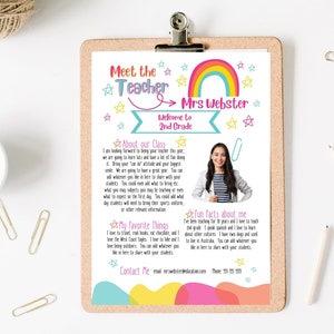 Meet the Teacher Editable Template, Back to School Letter in a Bright ...