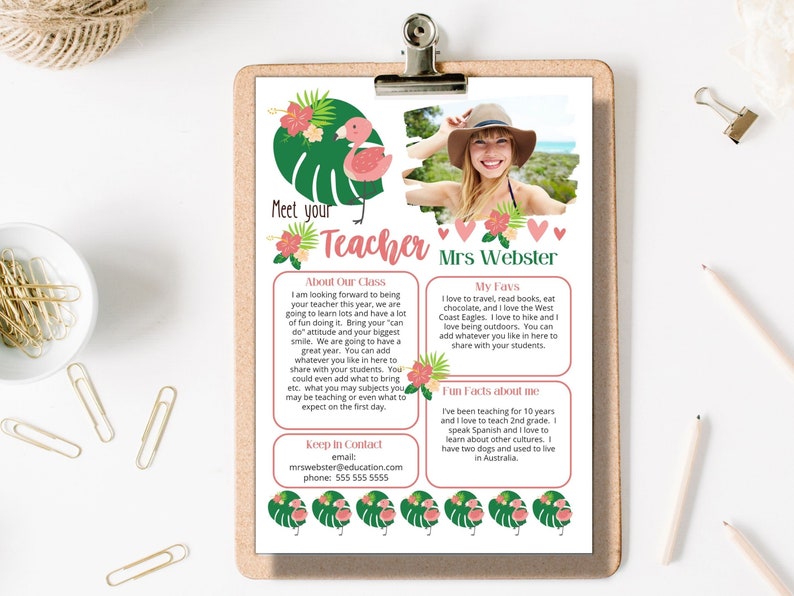 Meet the Teacher Template Canva, a Back to School Teacher Letter ...