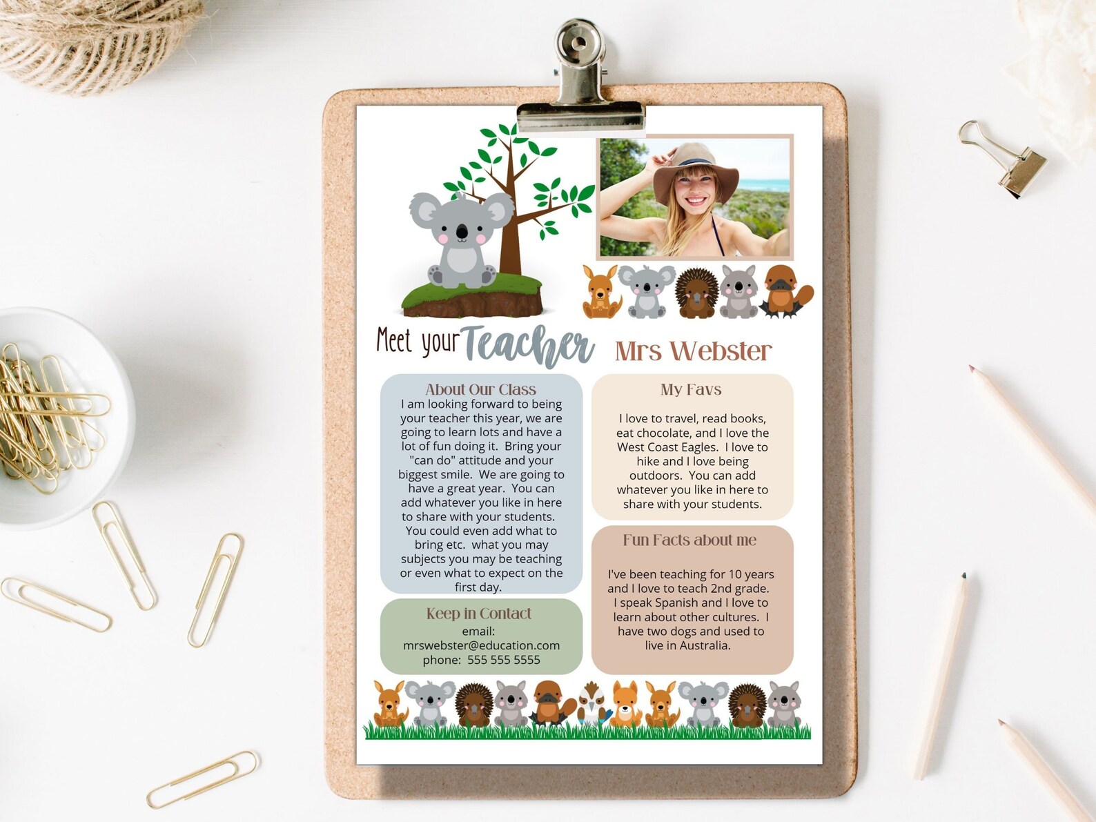 Meet the Teacher Template Canva, a Back to School Elementary Teacher ...