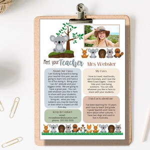 Meet the Teacher Template Canva, a Back to School Elementary Teacher ...