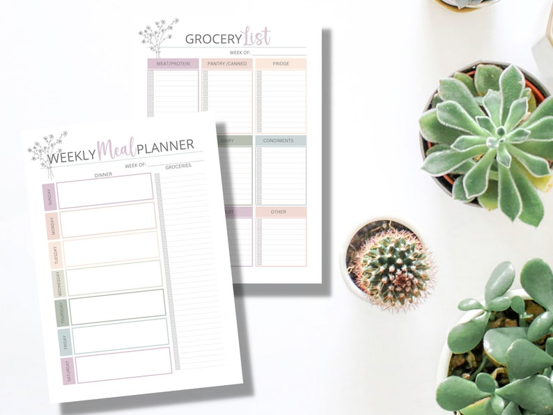 Boho Weekly Meal Planner Printable Organise Your Weekly Meal - Etsy