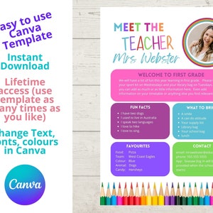 Boho Rainbow Meet the Teacher Editable Template, a Back to School ...