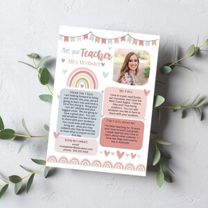 Boho Rainbow Meet the Teacher Editable Template, a Back to School ...