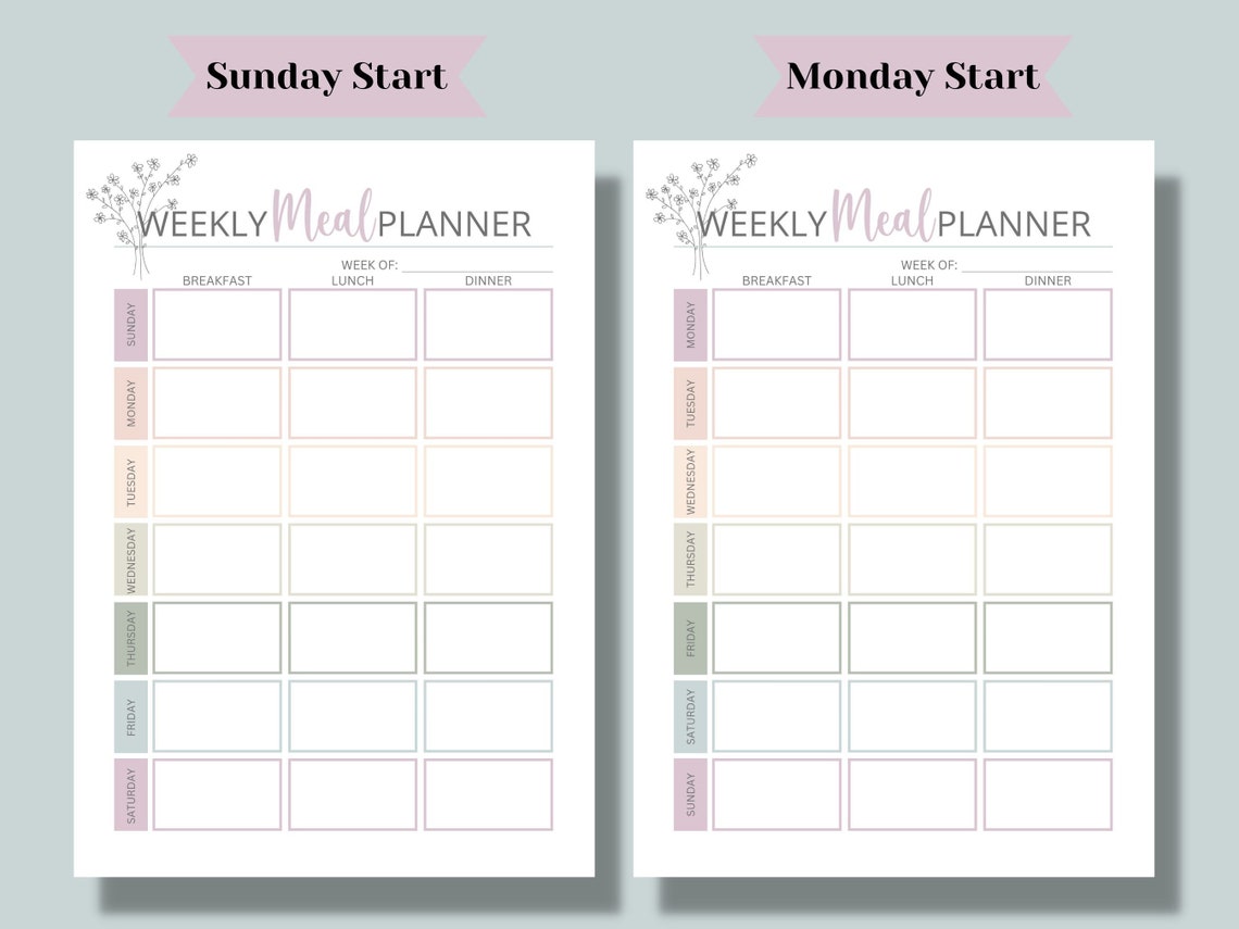 Boho Weekly Meal Planner Printable Organise Your Weekly Meal - Etsy