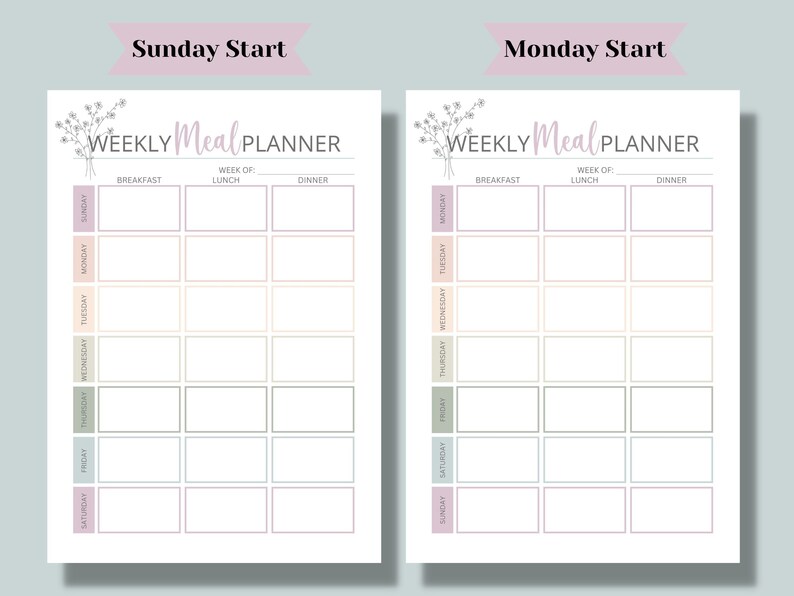 Boho Weekly Meal Planner Printable Organise Your Weekly Meal - Etsy