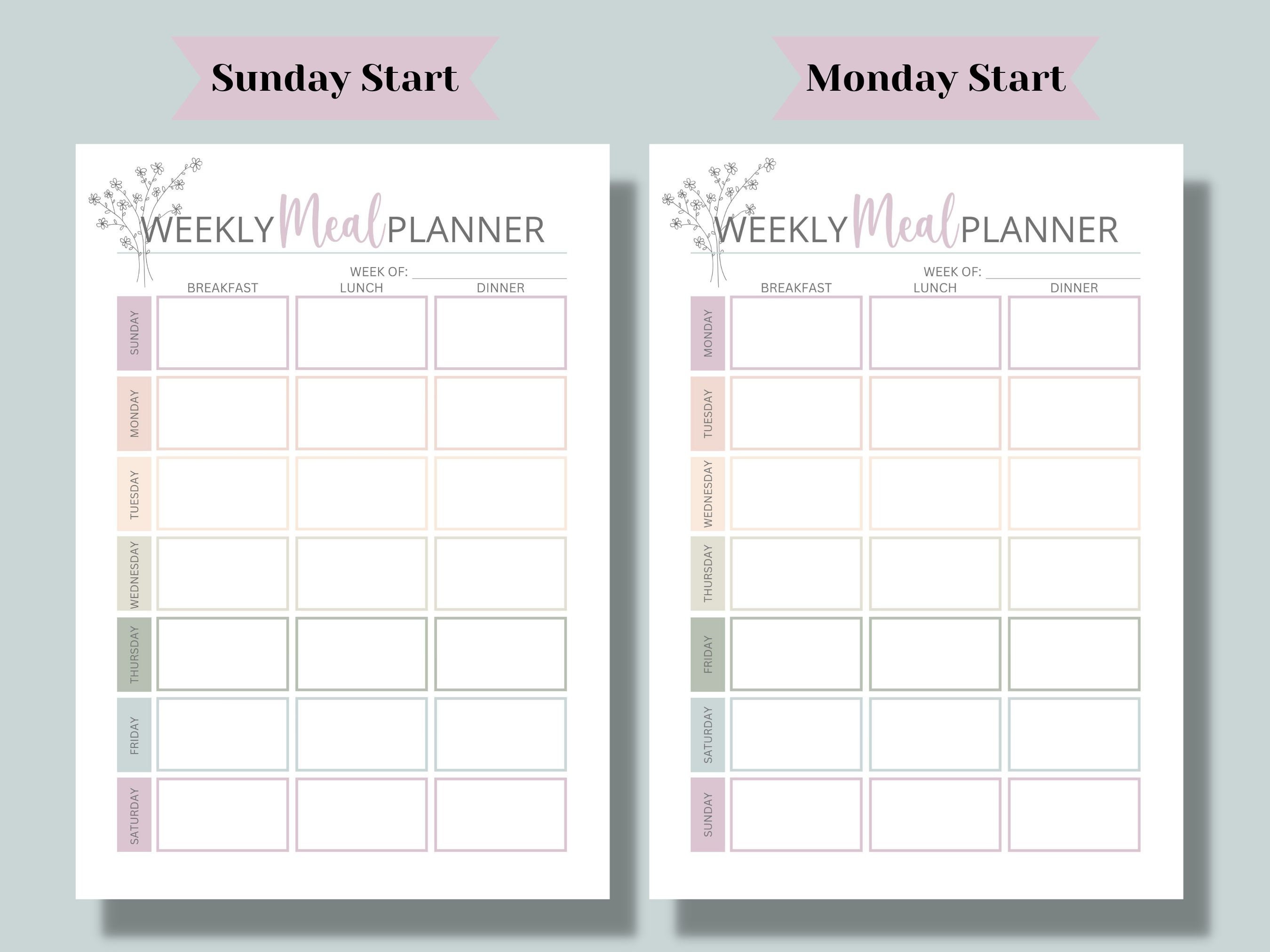 Boho Weekly Meal Planner Printable Organise Your Weekly Meal - Etsy