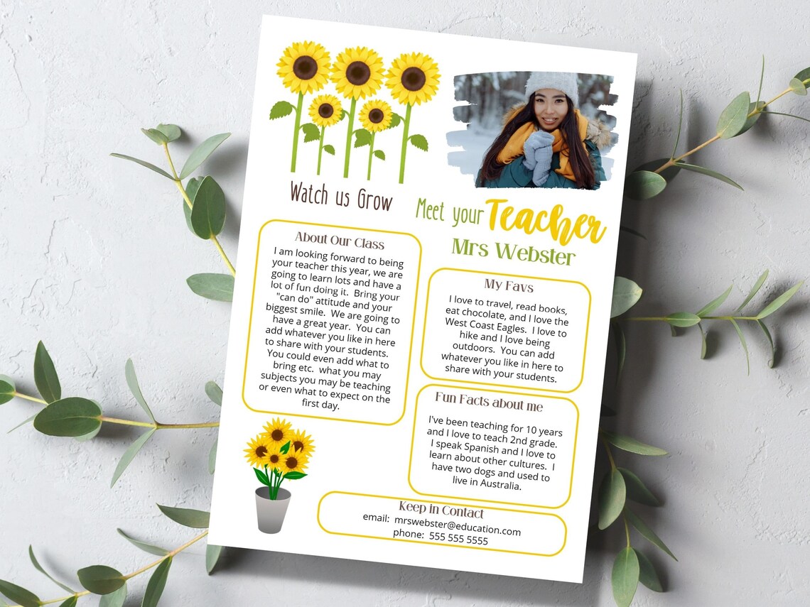 Meet the Teacher Template Canva, a Back to School Teacher Letter ...