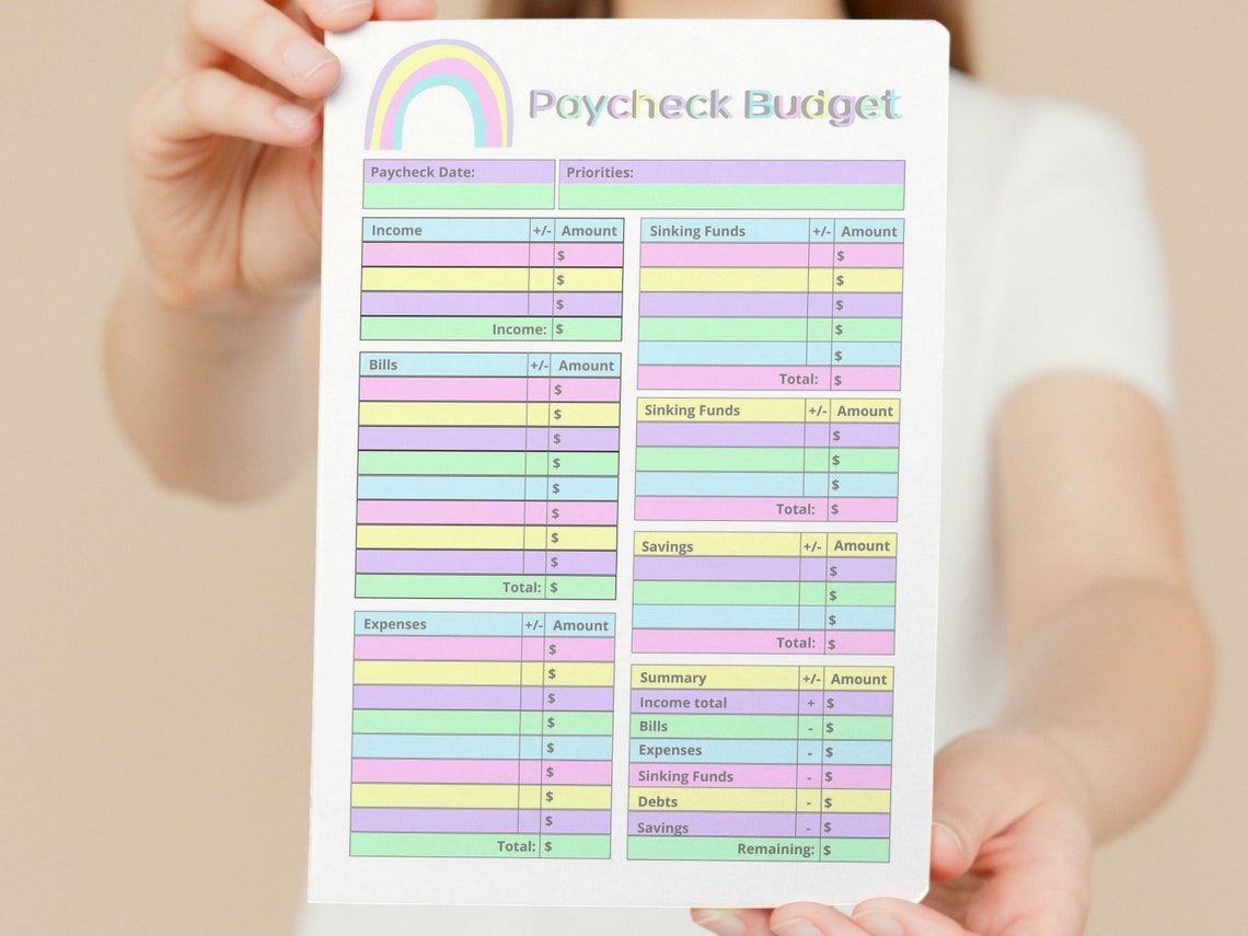 Paycheck Budget Planner PDF Printable Perfect to Plan Your Household ...