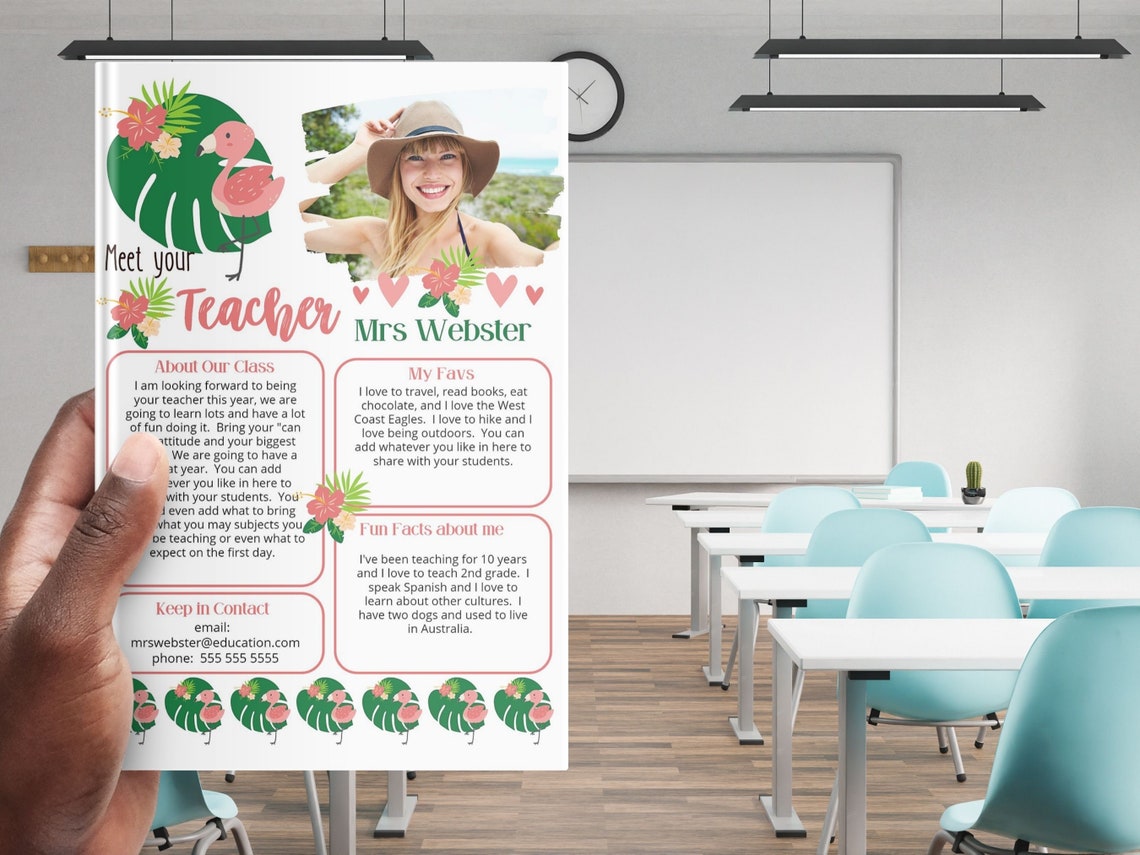 Meet the Teacher Template Canva, a Back to School Teacher Letter ...