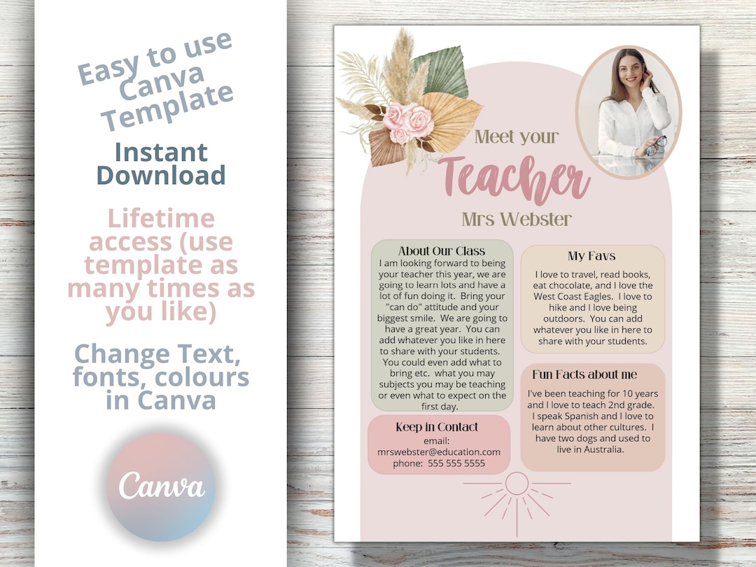 Boho Meet the Teacher Editable Template, a Back to School Letter in a ...