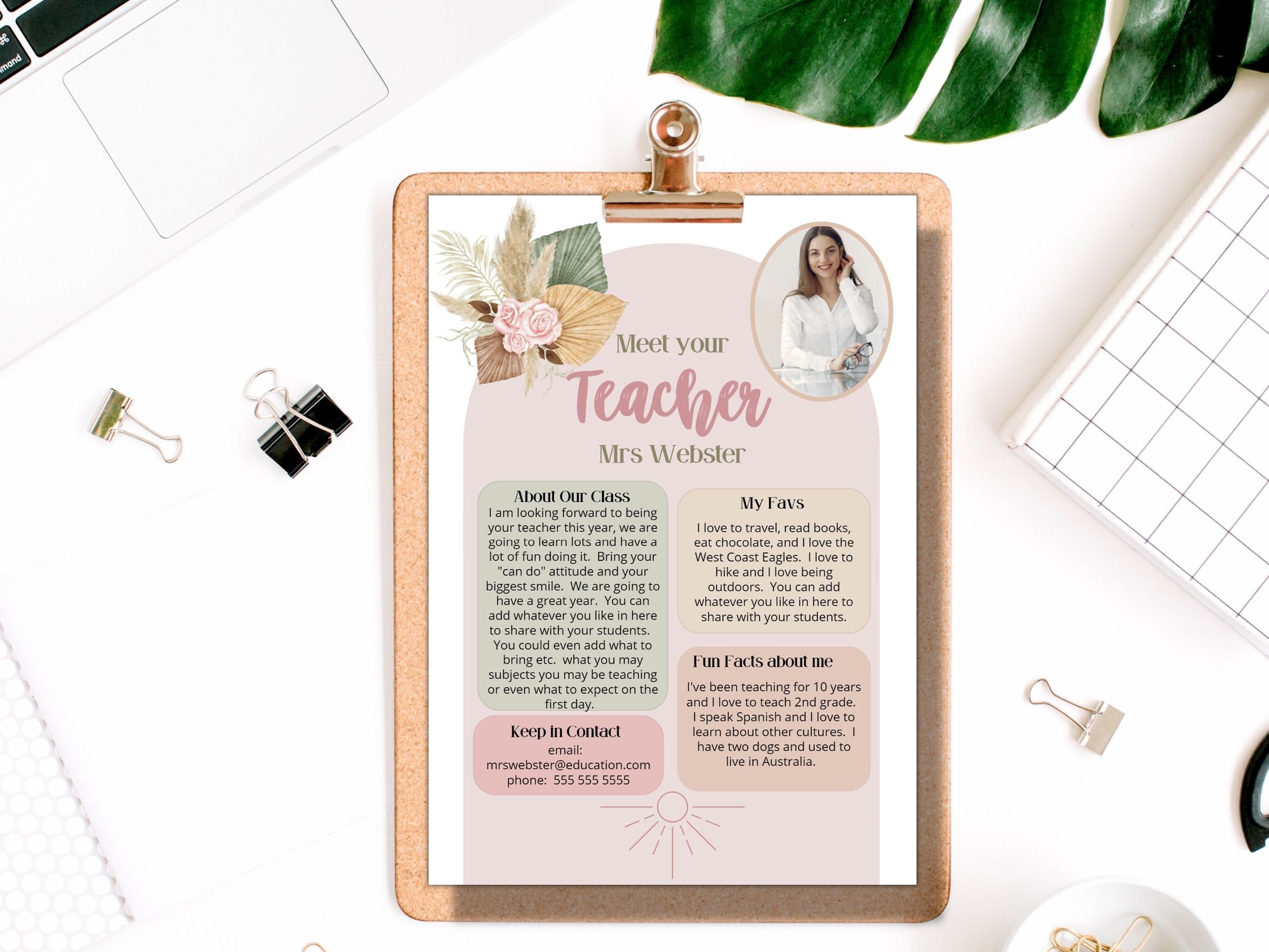 Boho Meet the Teacher Editable Template a Back to School - Etsy