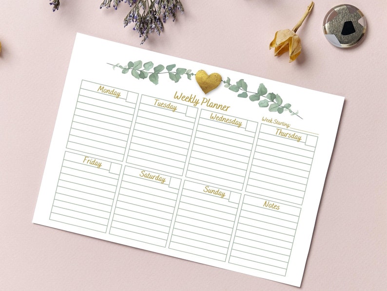 Week Planner Printable, Daily Planner With Week at a Glance View ...