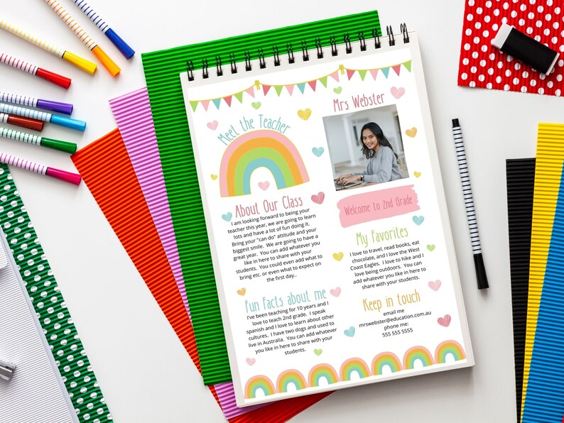 Rainbow Meet the Teacher Editable Template, a Back to School Letter in ...