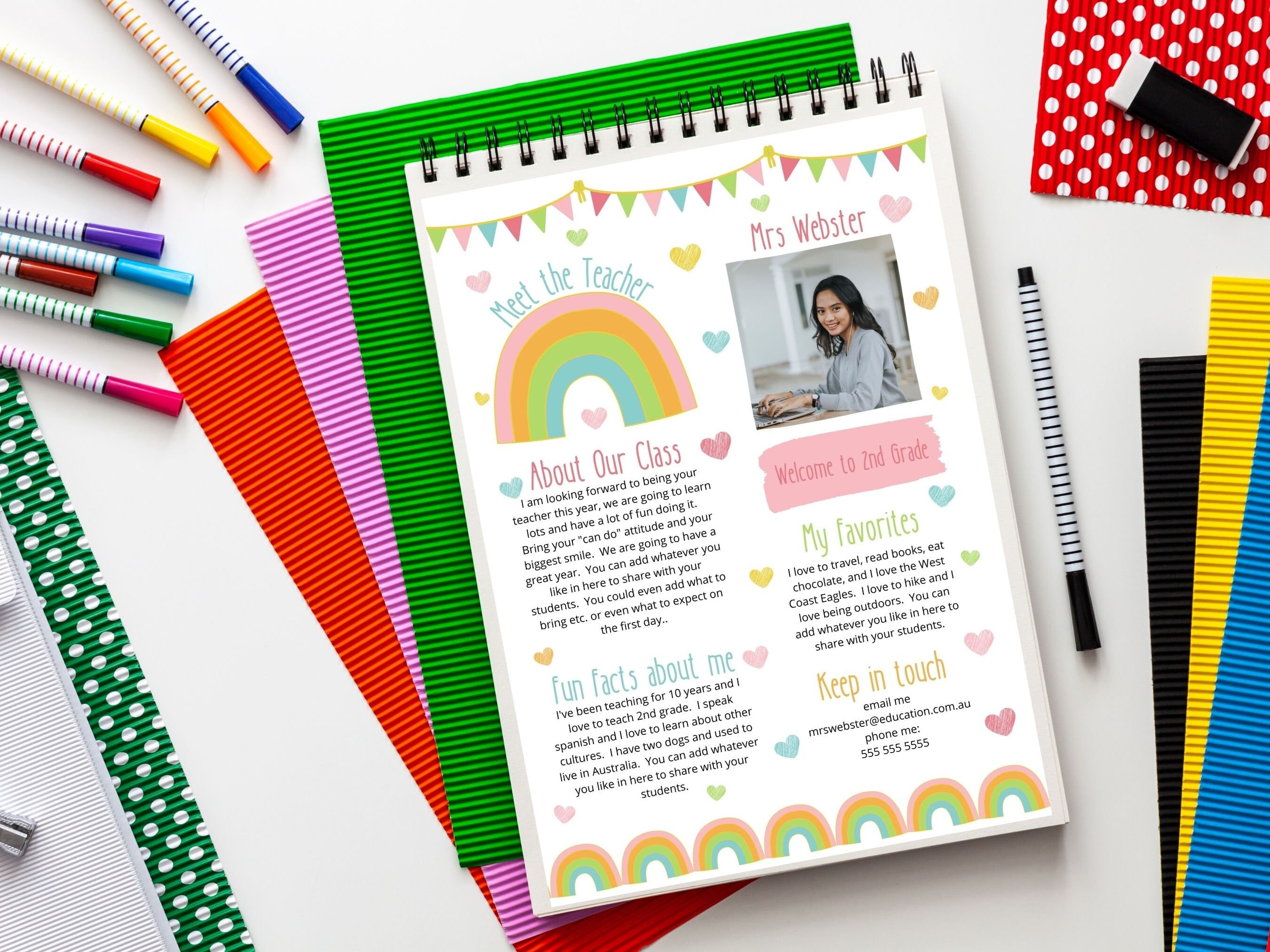 Rainbow Meet the Teacher Editable Template, a Back to School Letter in ...