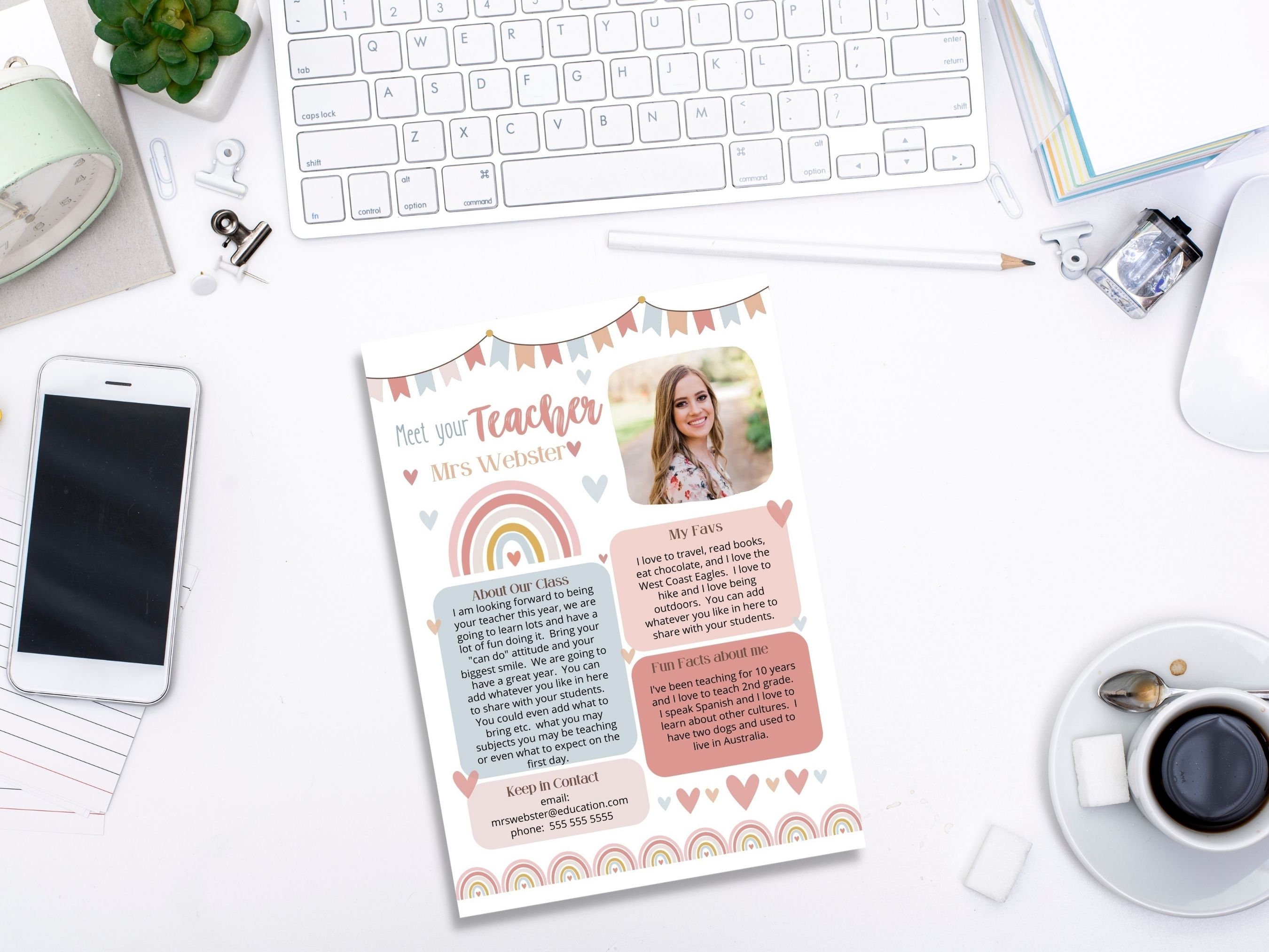 Boho Rainbow Meet the Teacher Editable Template a Back to - Etsy Australia