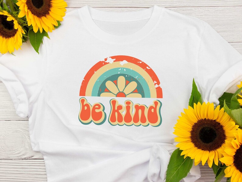 Retro Rainbow Shirt be Kind PNG Download File for Print on Demand ...