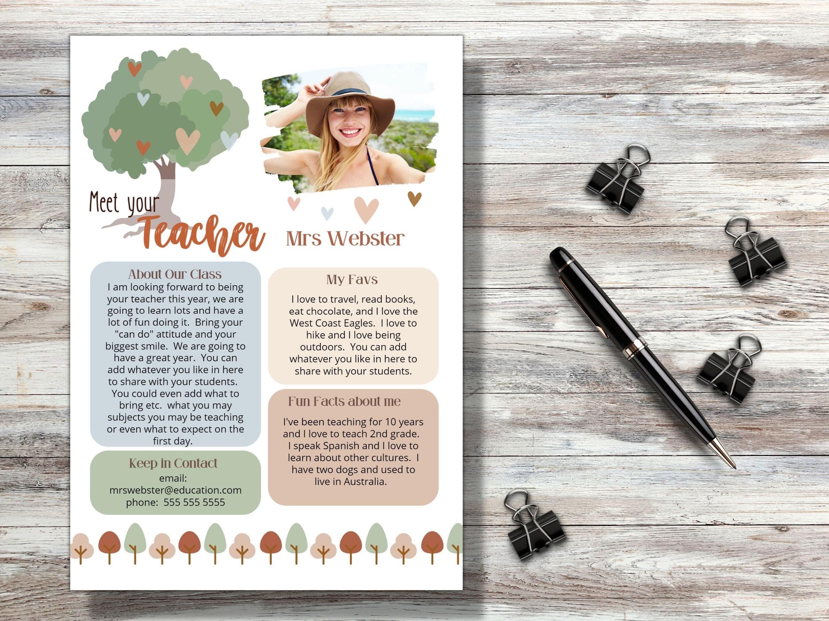 Meet the Teacher Template Canva, a Back to School Teacher Letter, Boho ...