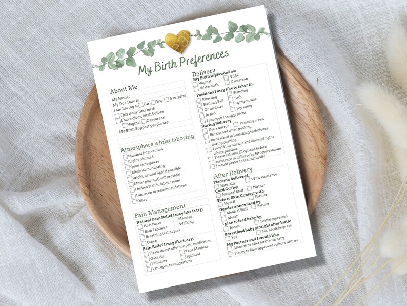 Birth Plan Template, Editable, Communicate Your Birth Preferences ...