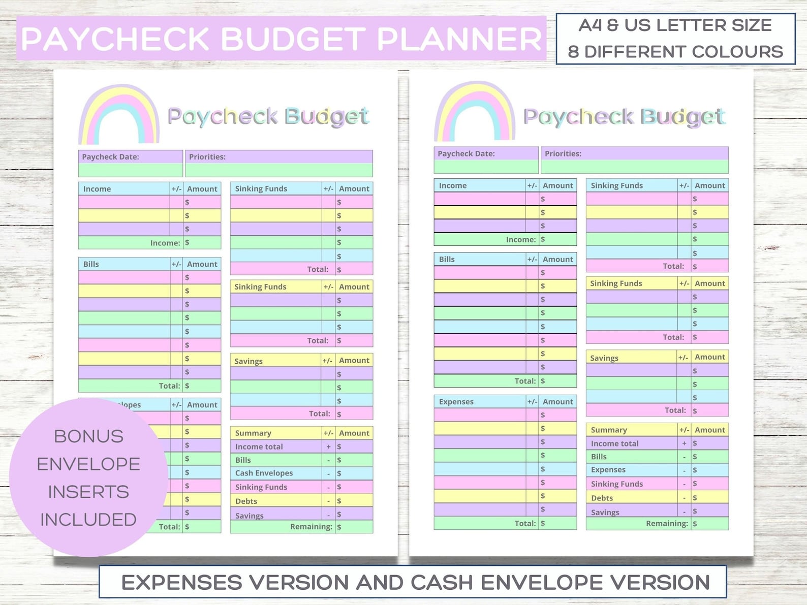 Paycheck Budget Planner PDF Printable Perfect to Plan Your Household ...