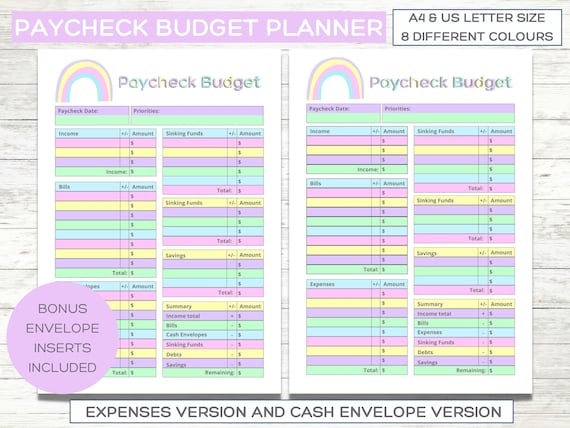 Paycheck Budget Planner PDF Printable Perfect to Plan Your - Etsy
