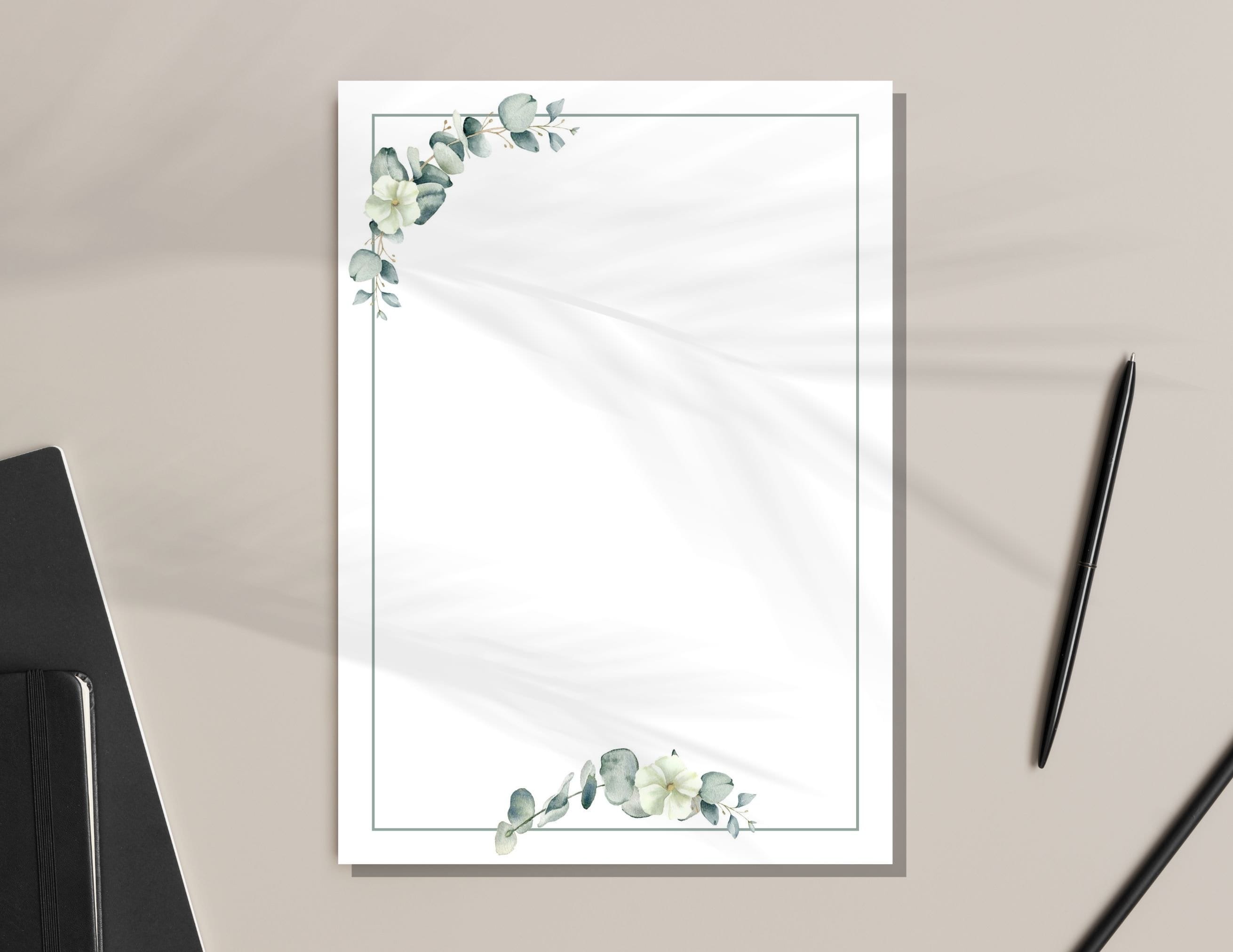 Letter Writing Stationary Sets, Printable Botanical Print, Stationary ...