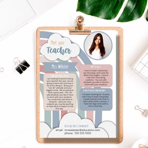Boho Rainbow Meet the Teacher Template | Editable Canva | Back to ...