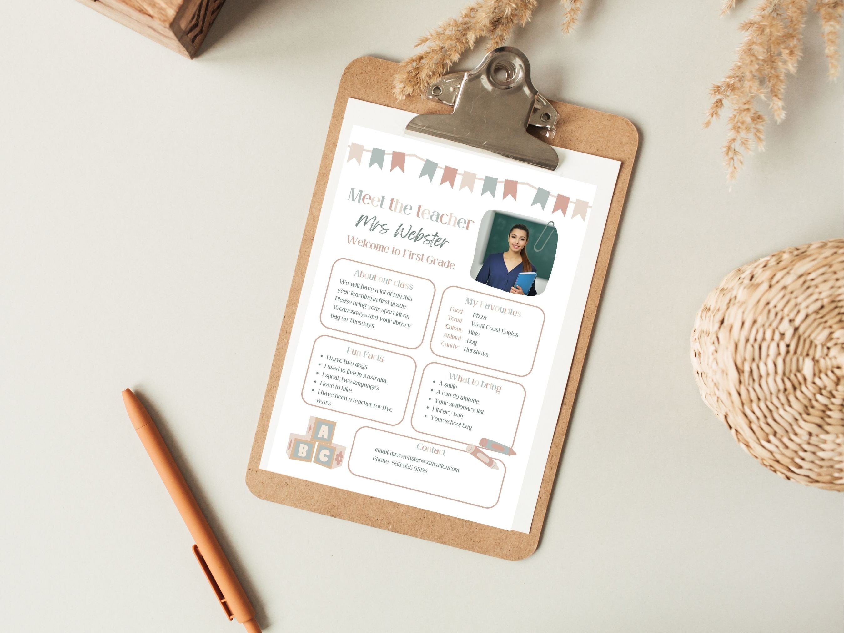 Boho Themed Meet the Teacher Editable Template, a Back to School Letter ...
