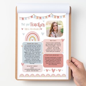 Boho Rainbow Meet the Teacher Editable Template, a Back to School ...