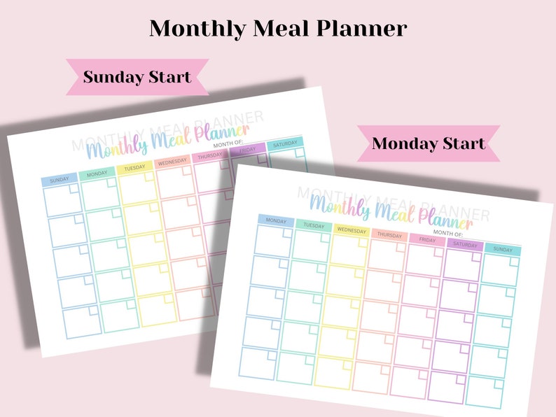Rainbow Weekly Meal Planner Printable, Organise Your Weekly Meal Plan ...