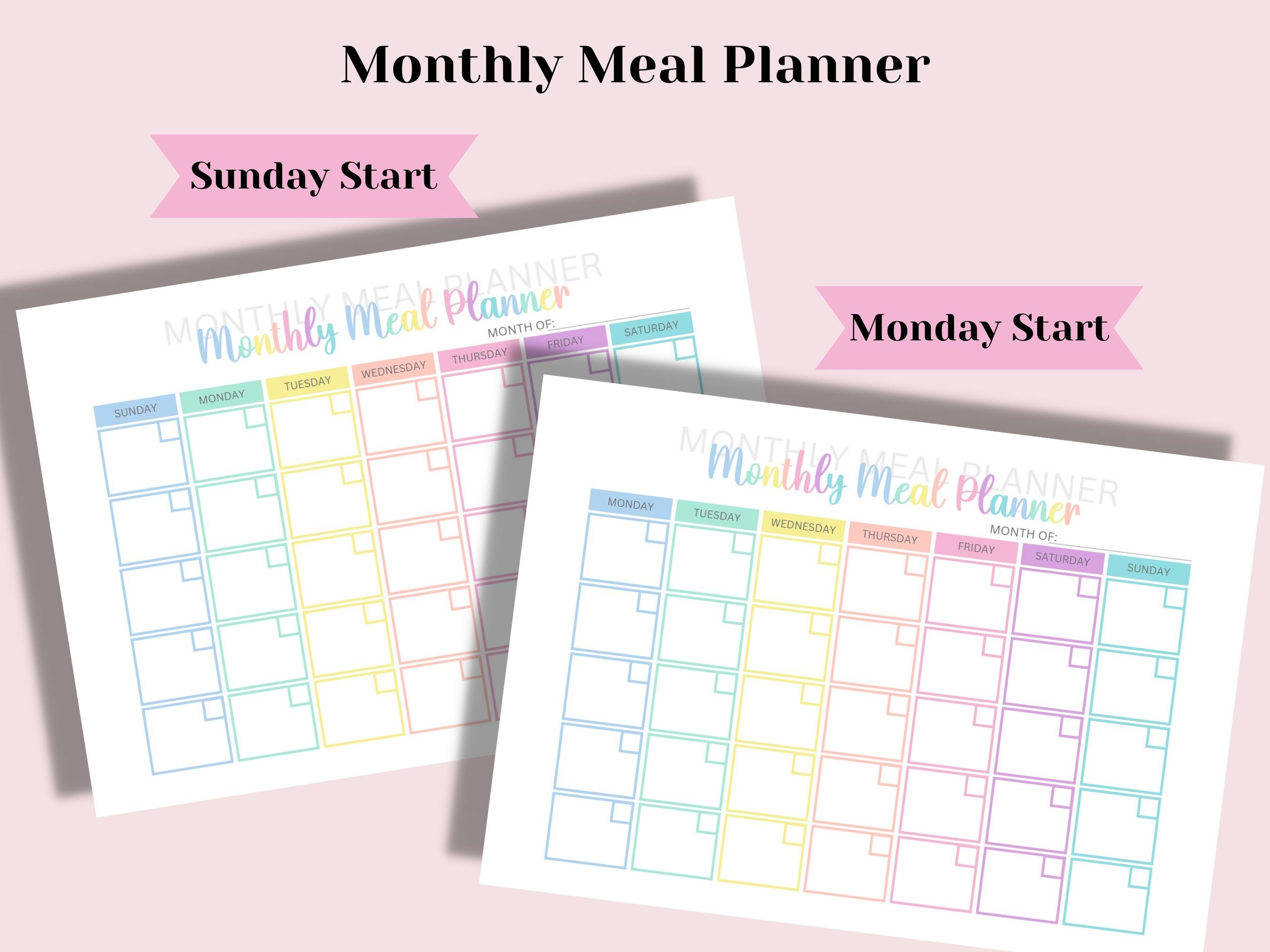 Rainbow Weekly Meal Planner Printable Organise Your Weekly - Etsy