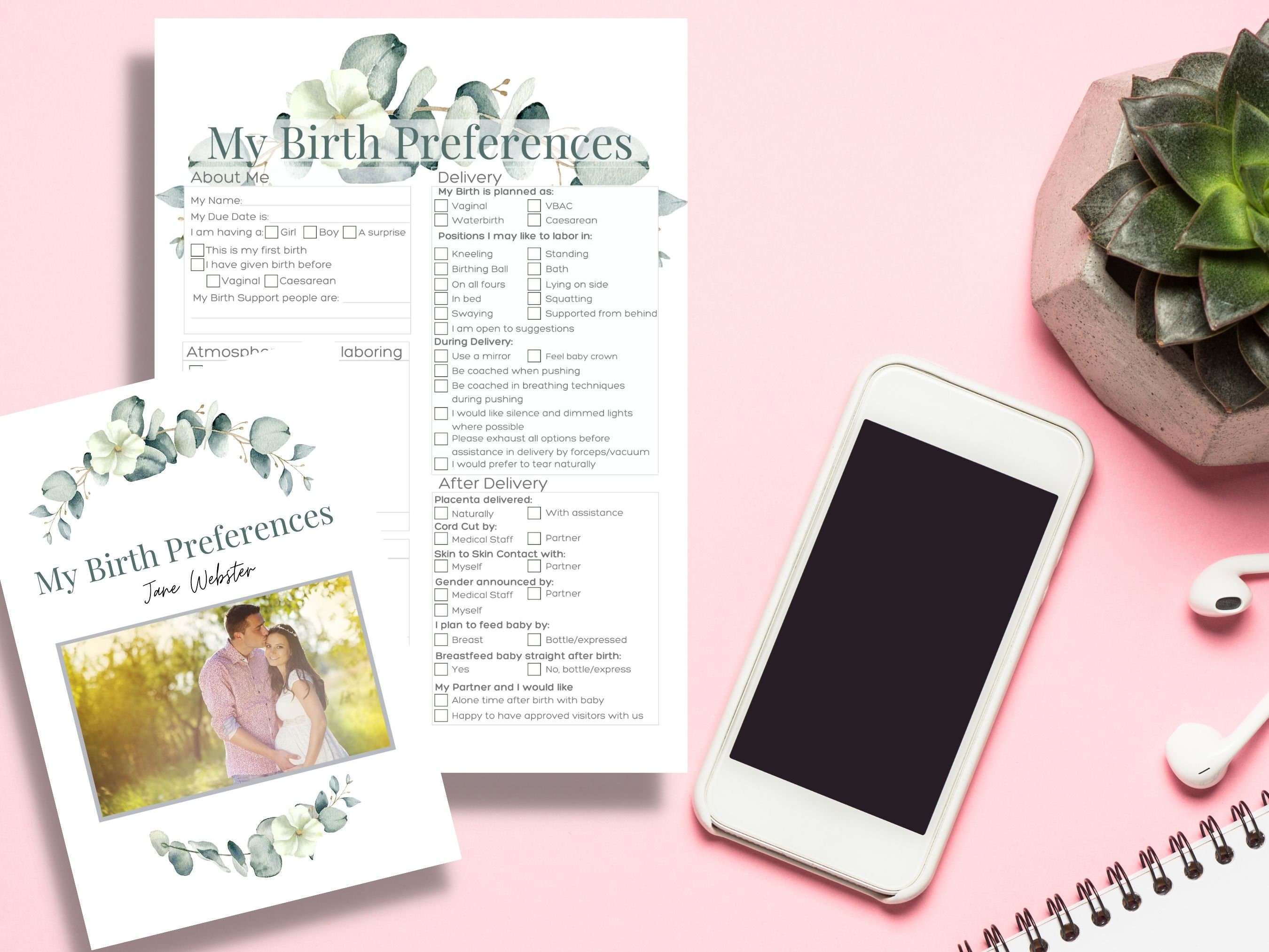 Birth Plan Editable Template Birth Preferences Template - Etsy
