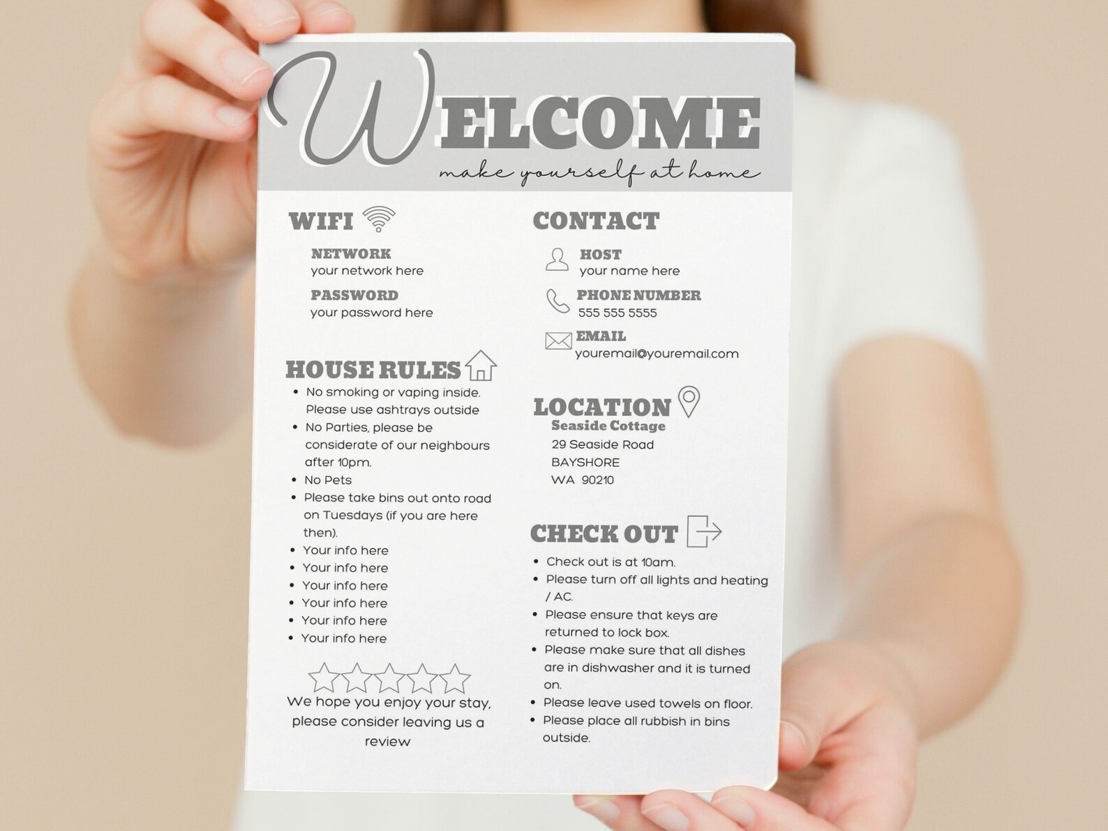 AIRBNB Welcome Sign Template, Guest Information for Your Airbnb ...
