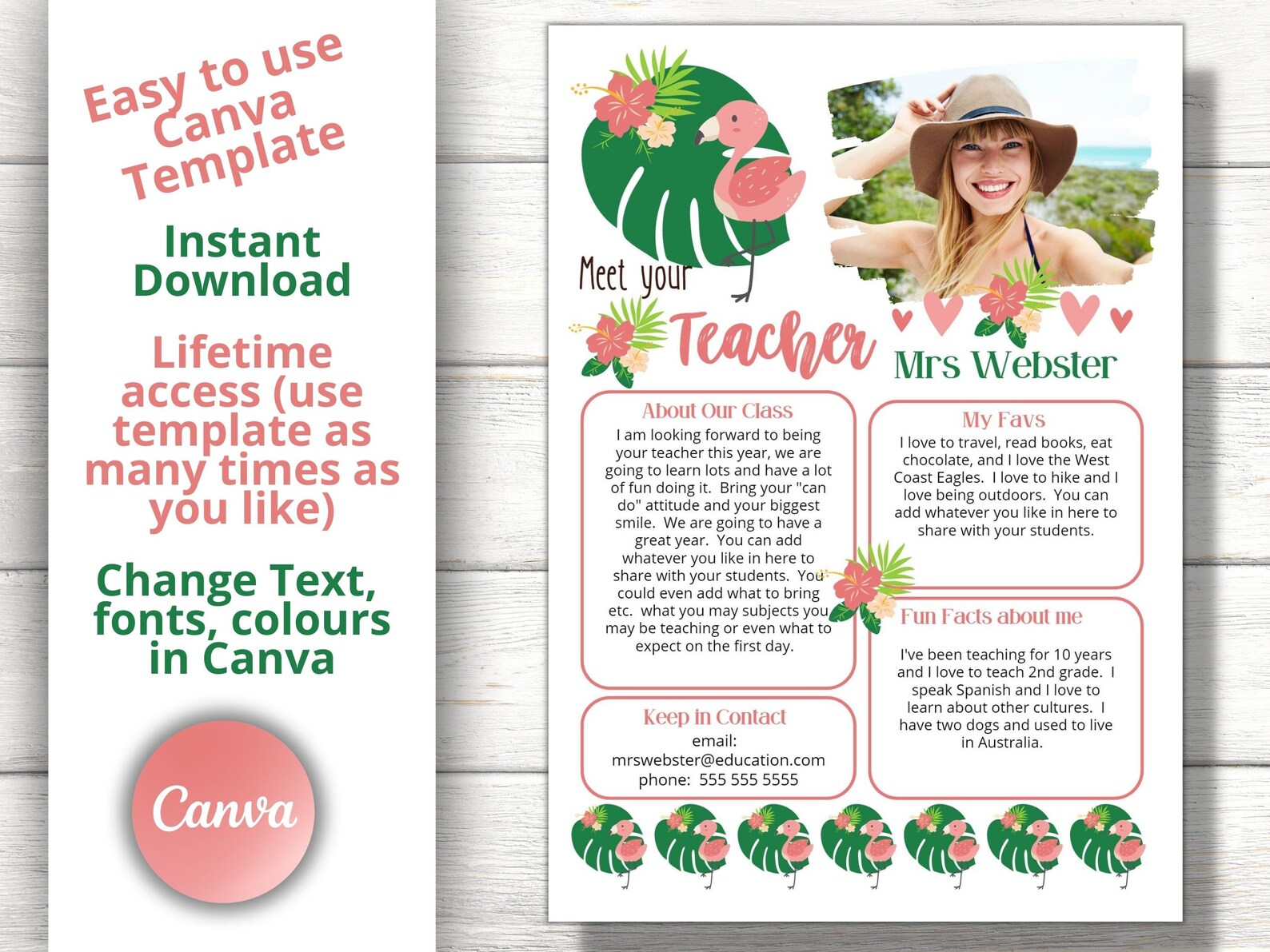 Meet the Teacher Template Canva, a Back to School Teacher Letter ...
