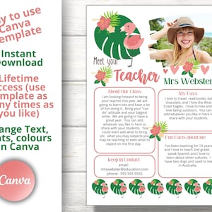 Meet the Teacher Template Canva, a Back to School Teacher Letter ...
