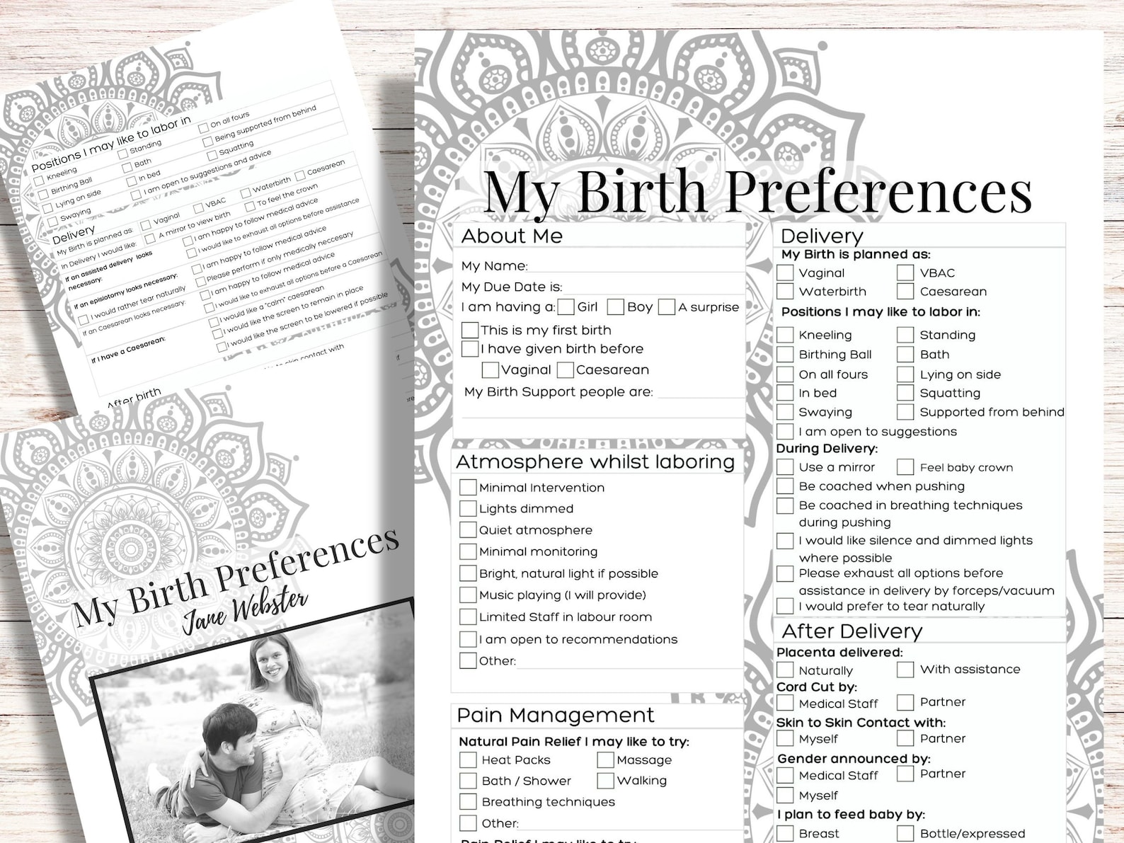 Birth Plan Editable Template, Birth Preferences Template, Birth ...