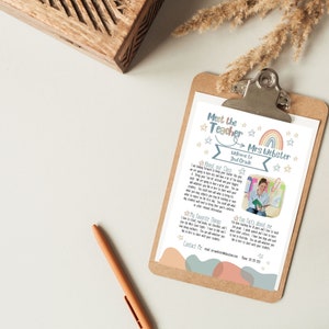 Boho Rainbow Meet the Teacher Editable Template, a Back to School ...
