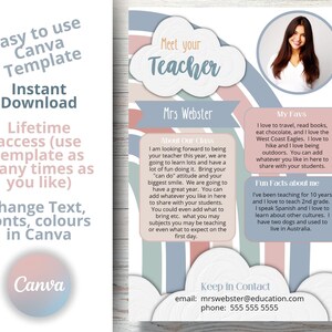 Boho Rainbow Meet the Teacher Template | Editable Canva | Back to ...