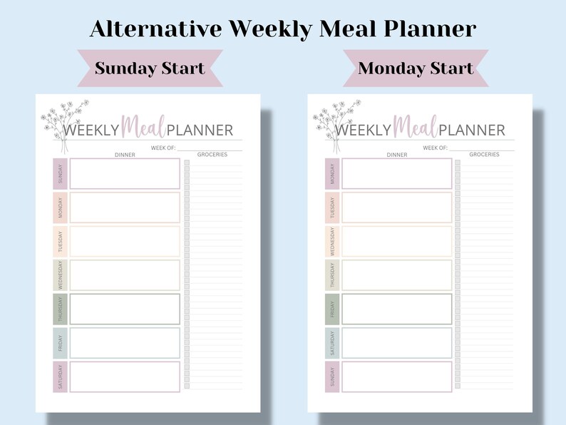 Boho Weekly Meal Planner Printable Organise Your Weekly Meal - Etsy