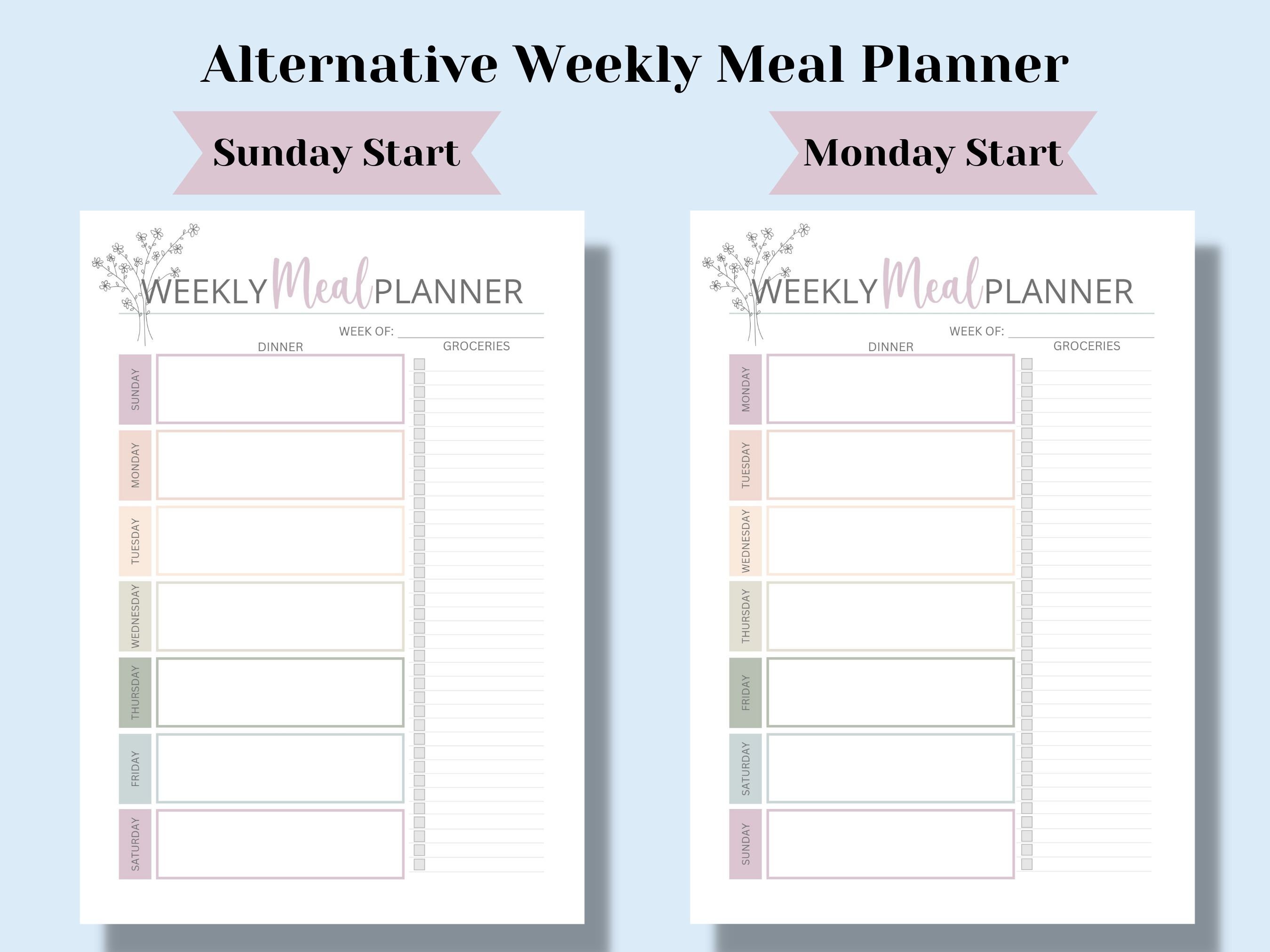Boho Weekly Meal Planner Printable Organise Your Weekly Meal - Etsy