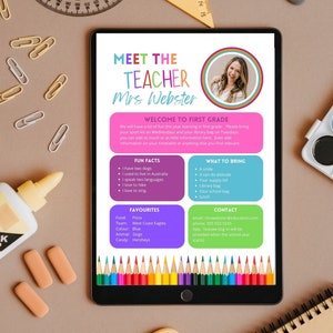 Bright Colourful Funky Meet the Teacher Editable Template, Back to ...