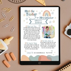 Boho Rainbow Meet the Teacher Editable Template, a Back to School ...