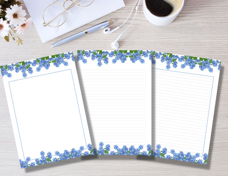Letter Writing Stationary Sets, Printable Floral Print, JW Stationary ...