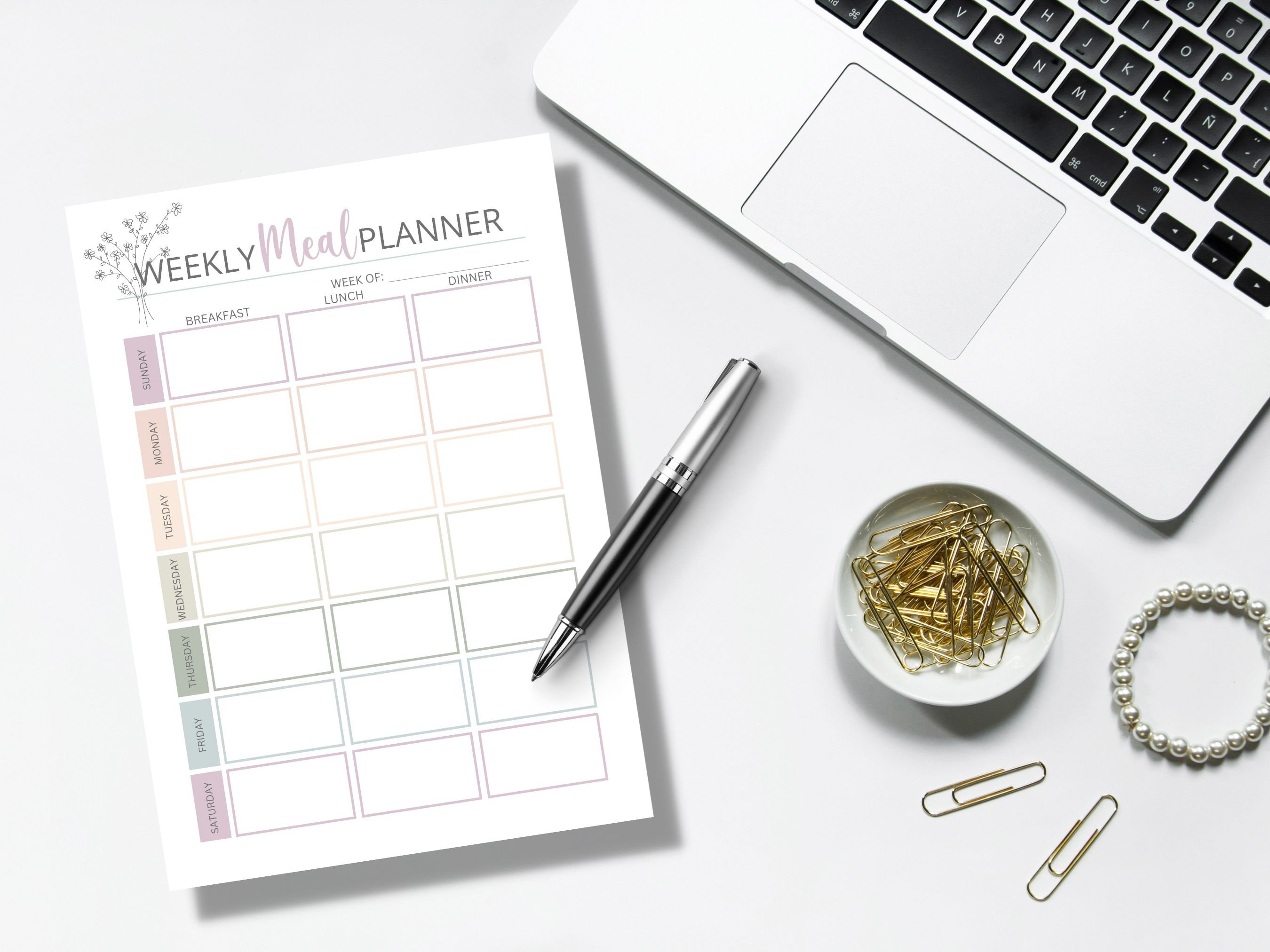 Boho Weekly Meal Planner Printable Organise Your Weekly Meal - Etsy