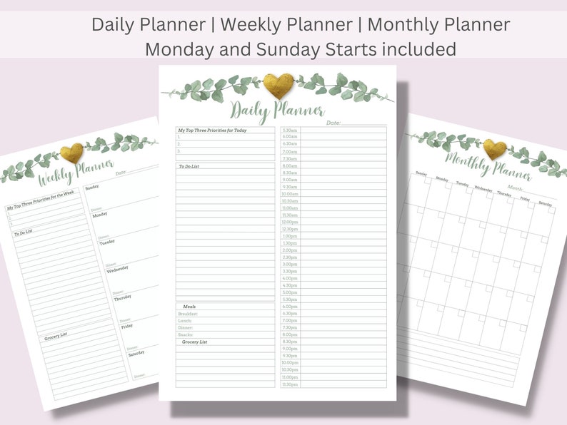 Daily Planner Printable Pdf Bundle Includes Weekly Planner Printable ...