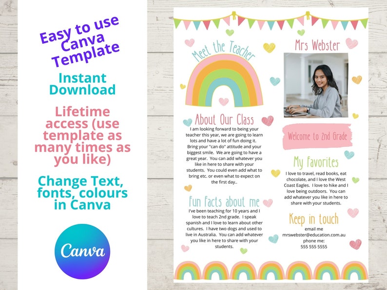 Rainbow Meet the Teacher Editable Template, a Back to School Letter in ...